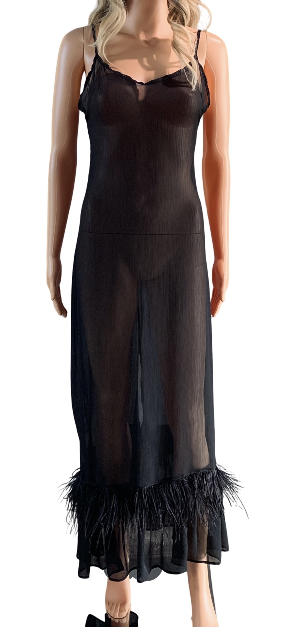 Black See-Through Long Slip - Fancy Sinner